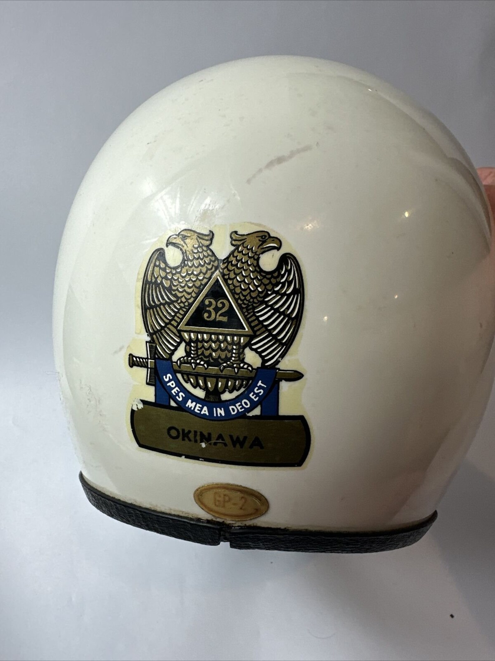 Vintage Motorcycle Helmet W/ Masonic Scottish Rite VFW Sticker ...