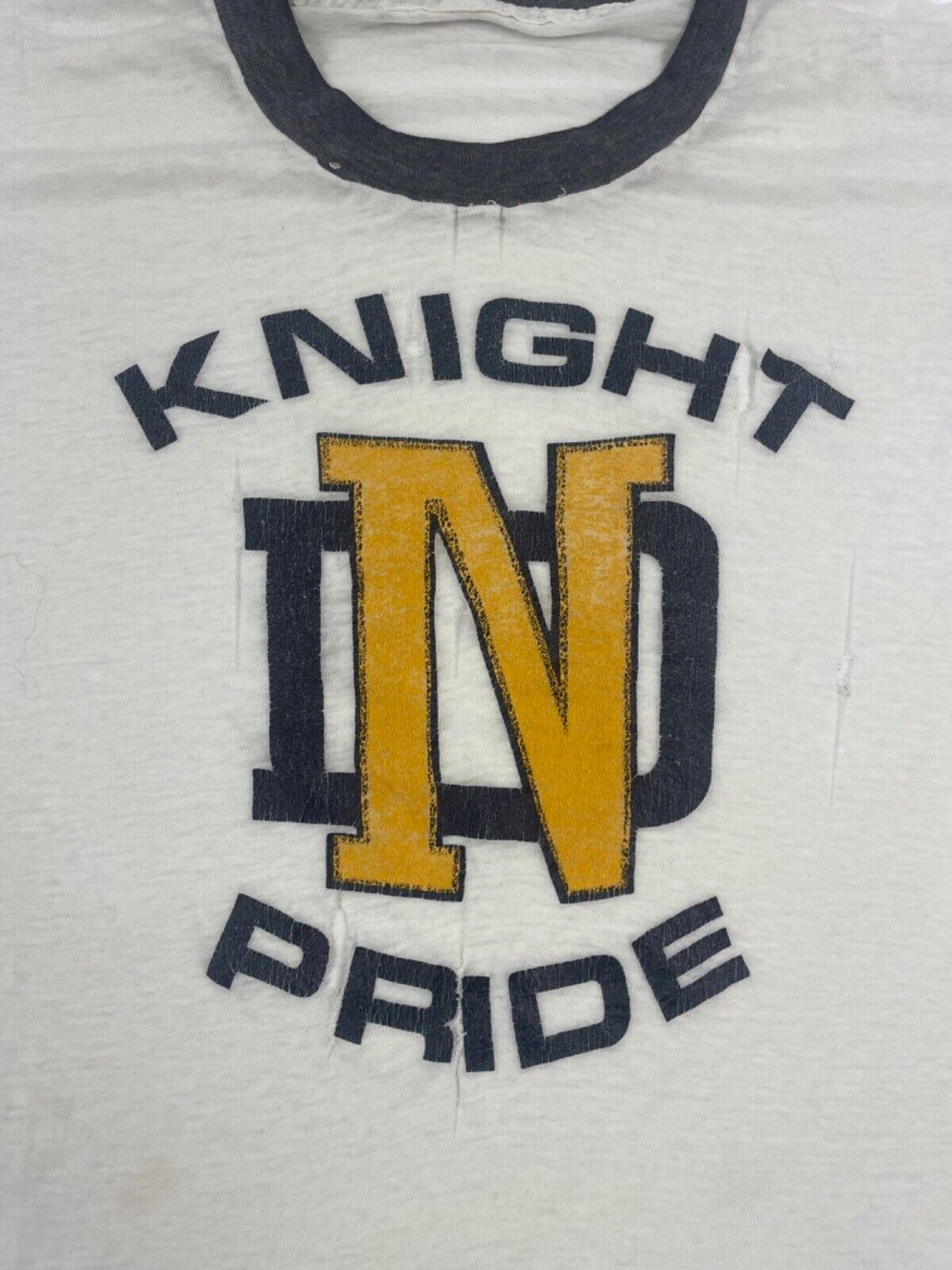 Vintage Notre Dame "knight Pride" School Shirt 70's 80's Single Stitch ...