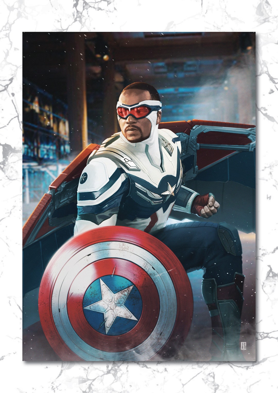 Captain America Sam Wilson Art Print - Etsy