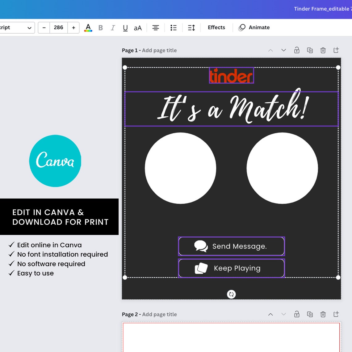 Tinder Match | Customisable Photo Booth Frame | Weddings & Engagement ...