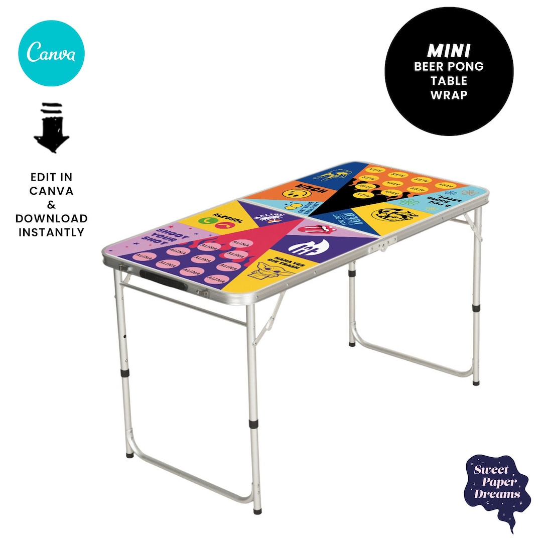 Mini Beer Pong Table Wrap Artwork | Customisable Canva Template - Etsy
