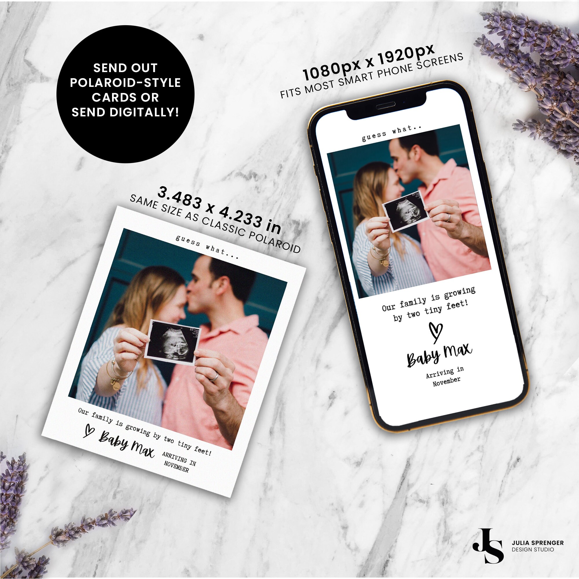 Pregnancy Announcement Digital Card Template Canva Download - Etsy