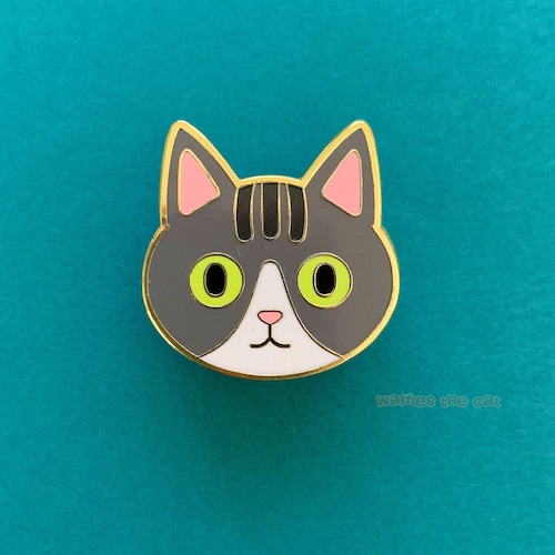 Grey Cat Enamel Pin - Etsy