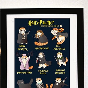 Hairy Pawtter: Funny Harry Potter Cat Poster - Etsy