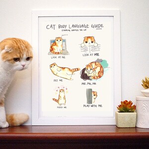 Cat Body Language Guide: Funny Cat Print - Etsy