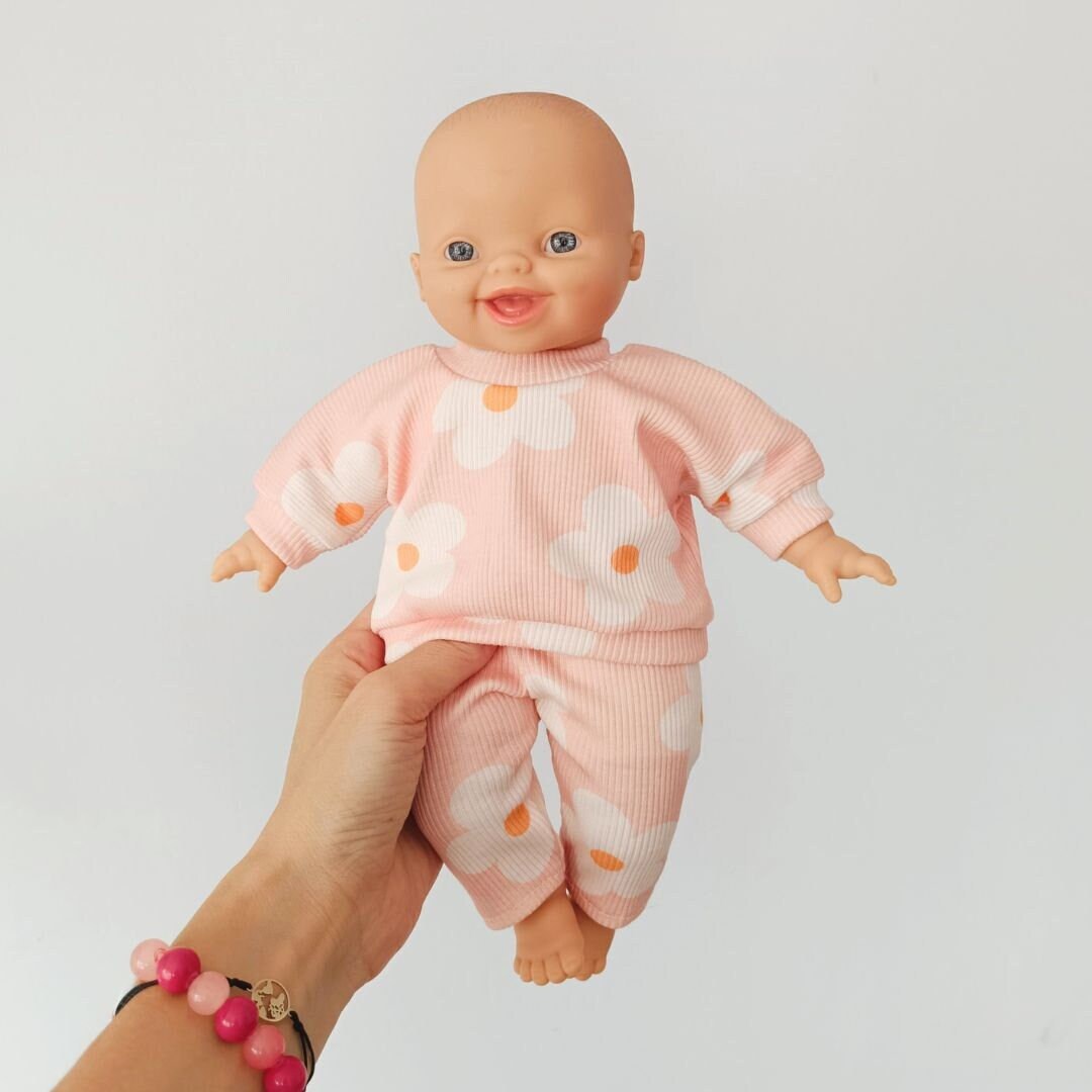 28 Cm Soft Body Doll Minikane 2 Pieces Rib Jersey Flower Groovy ...