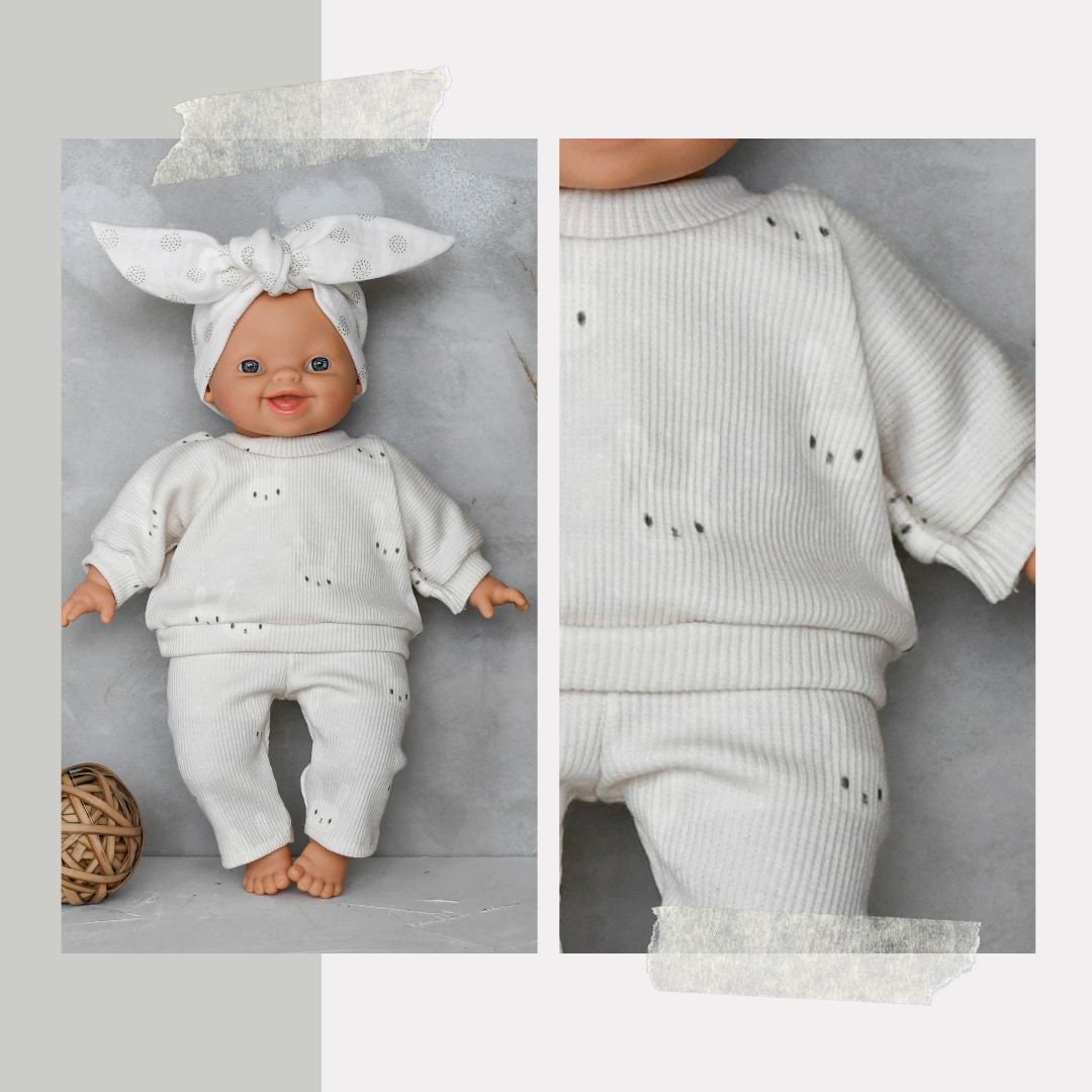 28 Cm Soft Body Doll Minikane 2 Pieces Set Delicate Bunny on Off-white ...