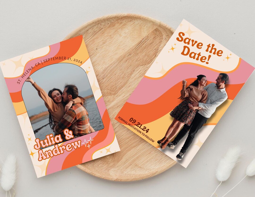 Retro Disco Wedding Save the Date Invite Template Editable Invitation ...