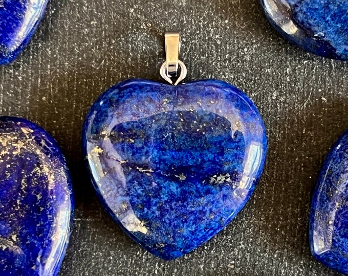 27mm Lapis Lazuli Pendant, Stone Heart Pendant 27x25x7mm Natural Stone ...