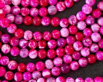 Fuchsia Fire Agate Beads Fuchsia Statement Beads Red Colored Gemstones ...