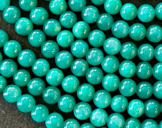 6mm Jade Beads Teal Blue Green Dyed Jade Stone Beads Jade Beads (14 ...