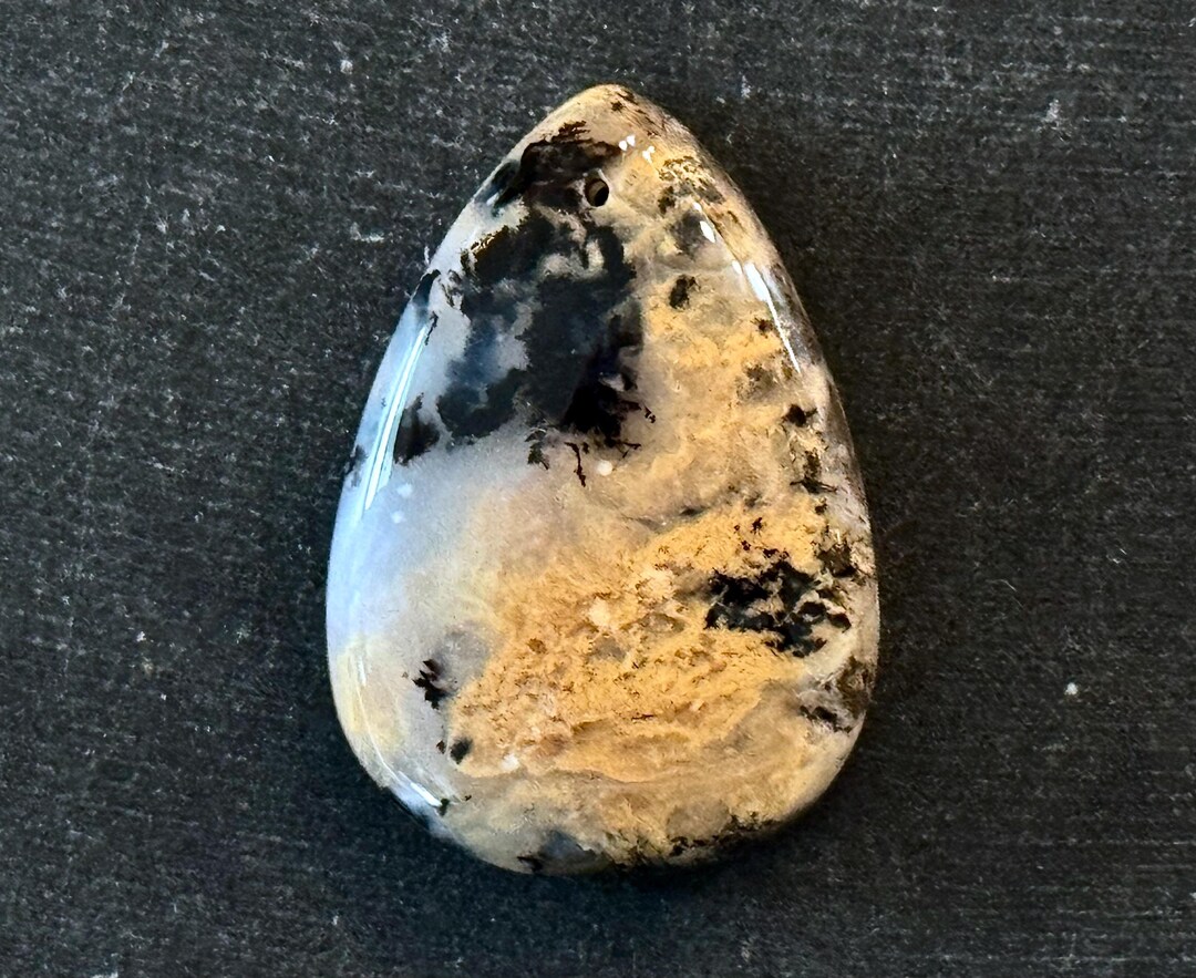 38mm Tiger Dendrite Agate Gemstone Pendant 38x27x8mm Natural Stone ...