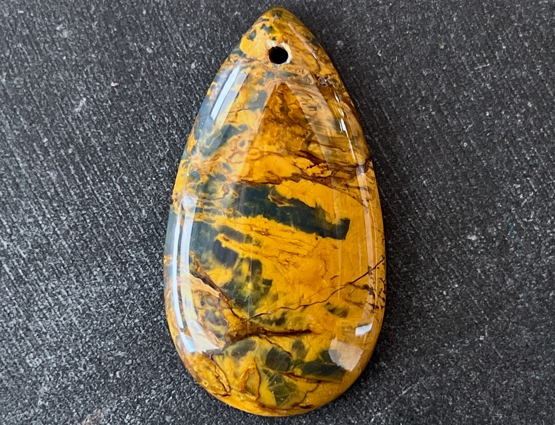 45mm Pietersite Stone Pendant, Natural Stone Pendant 45x24x7mm, Yellow ...