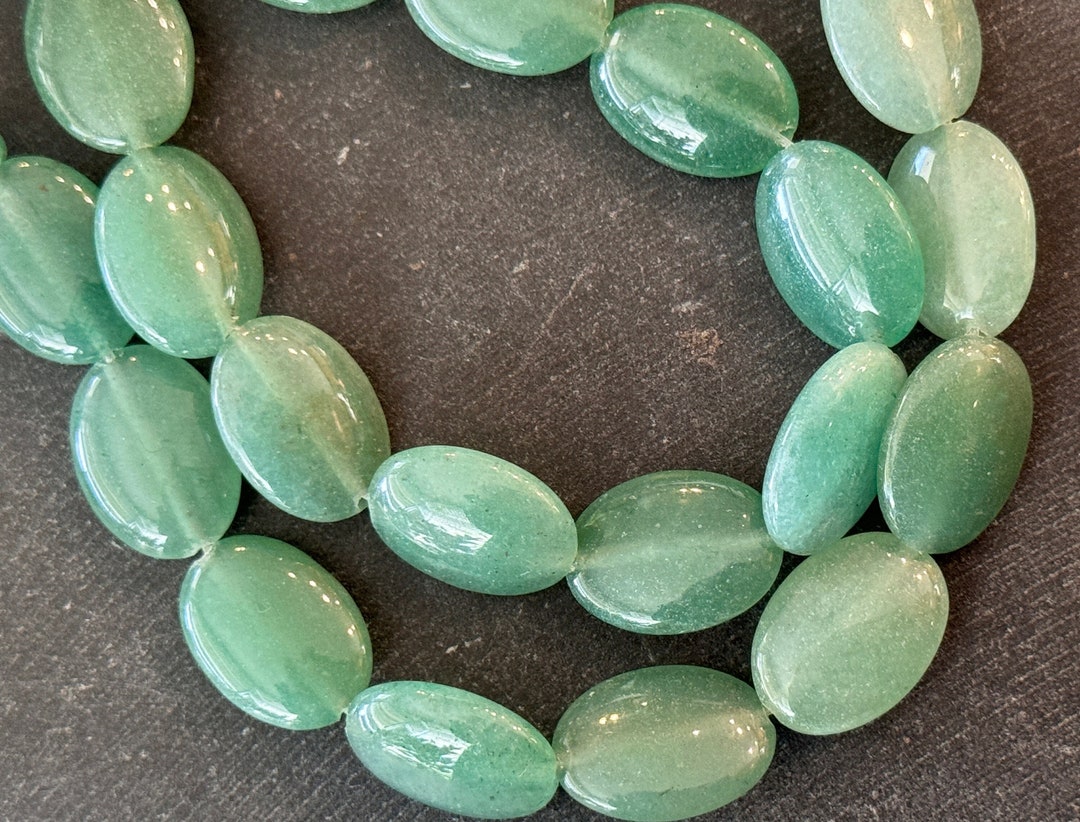 18mm Green Aventurine Gemstone Oval Shape Beads 18x13x7mm Green Stone ...