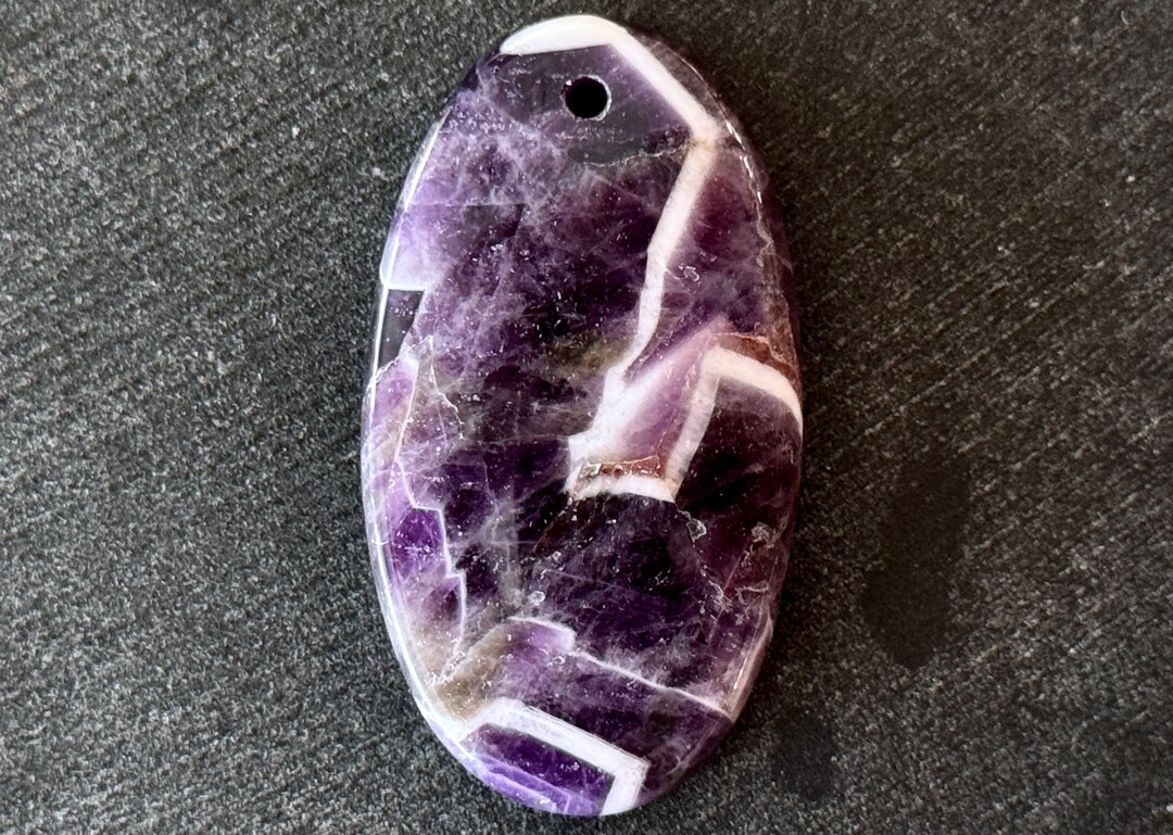 42mm Amethyst Pendant, Smooth Amethyst Oval Gemstone Pendant Purple ...