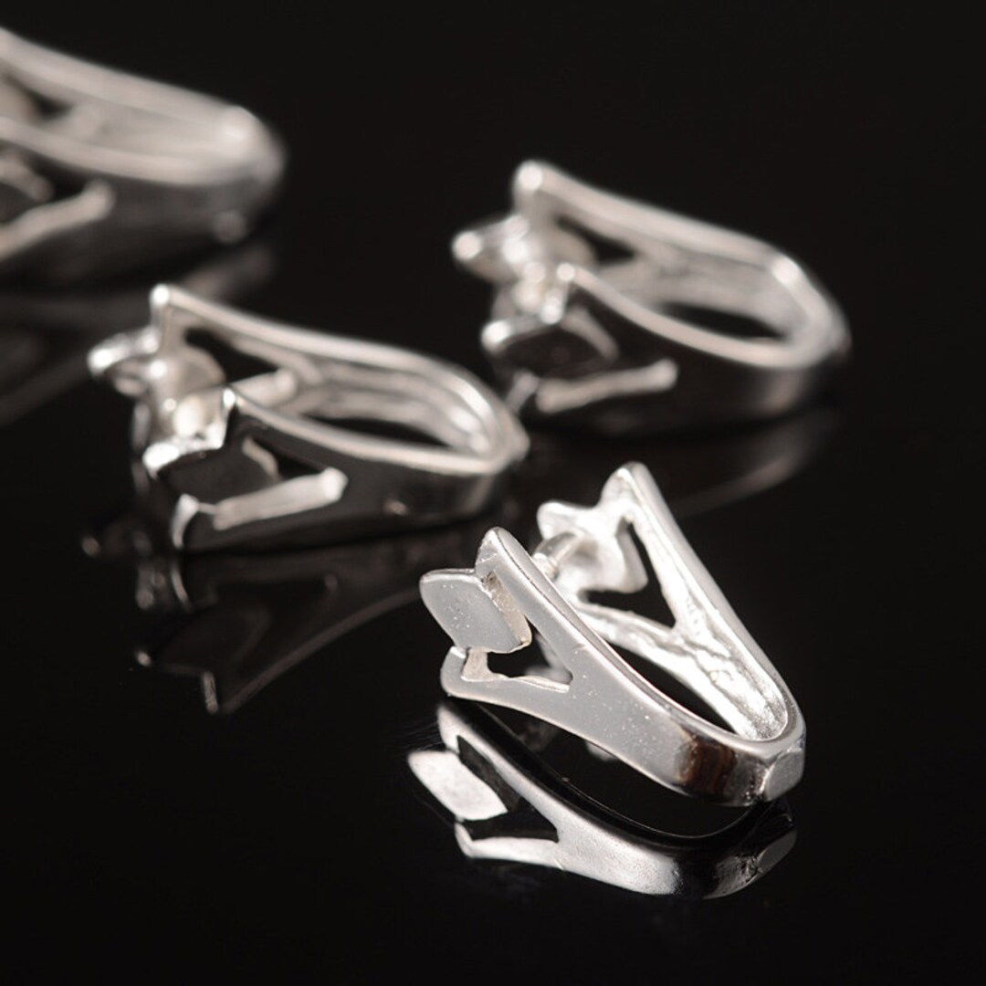 15mm Pinch Bail Connector (1 Bail) Brass, Silver Plated 15x7mm Fold ...