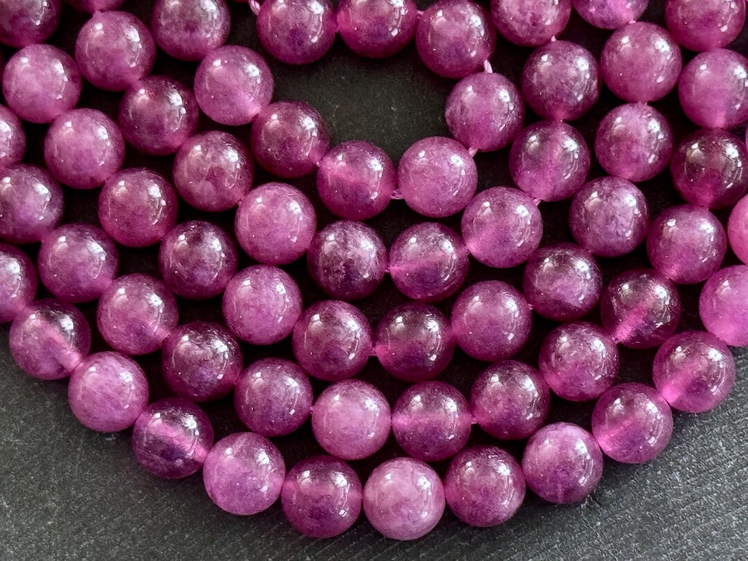 8mm Rosy Purple Quartz Smooth Stone Beads Natural Gemstone Dyed (10 ...