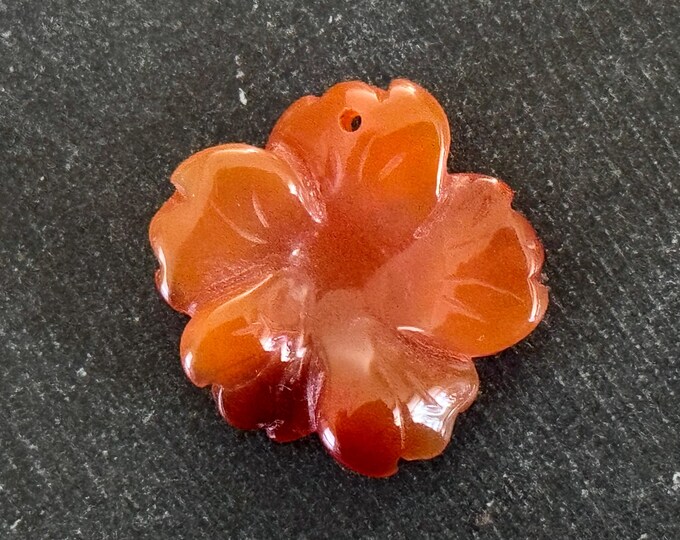 25mm Hand Carved Carnelian Flower Orange Natural Carnelian Gemstone ...