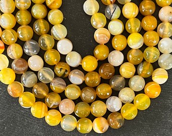 Yellow Agate Beads | Etsy