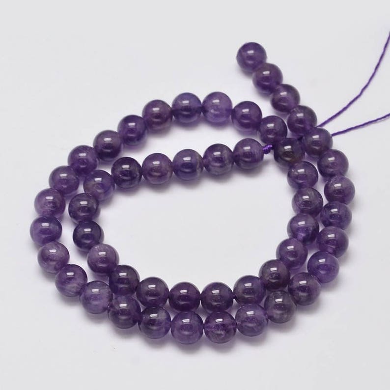 8mm Amethyst Beads Genuine Amethyst Beads Round Purple Stone - Etsy