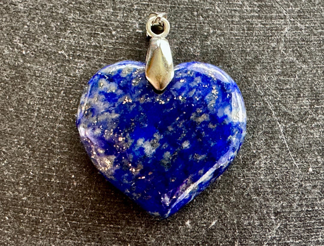 32mm Luxe Natural Lapis Lazuli Gemstone Heart Pendant 32x30x8mm Natural ...