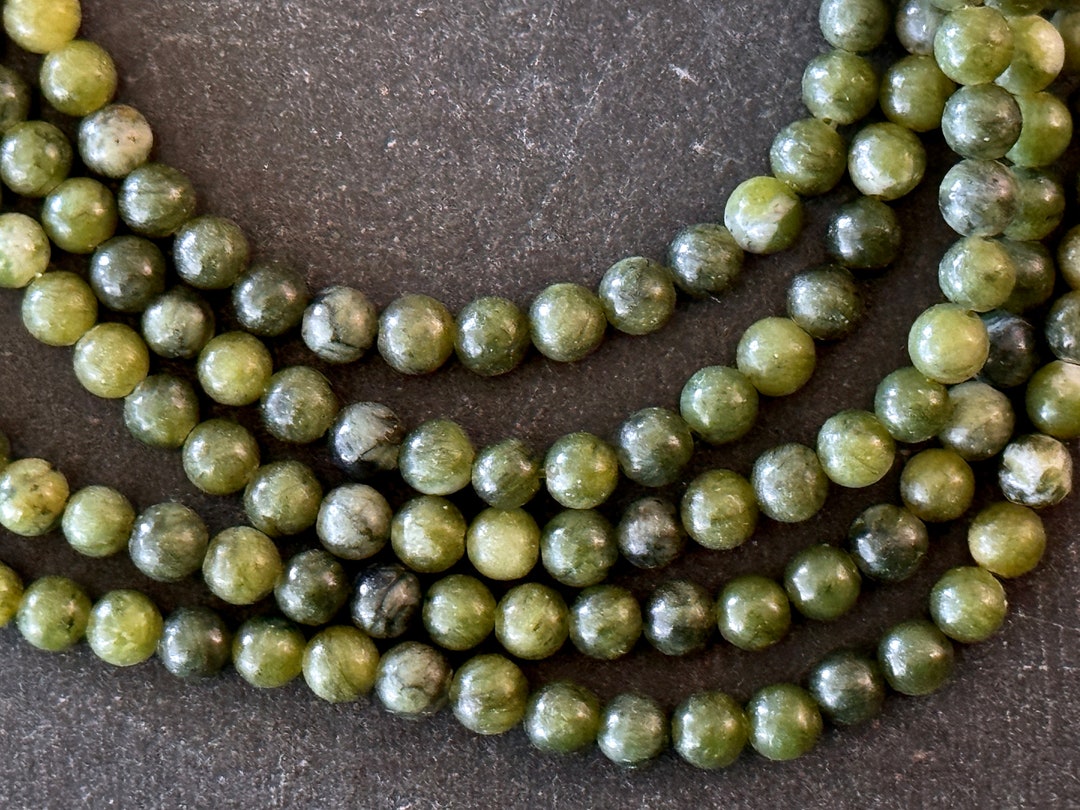 4mm Natural Jade Beads Gemstone Dark Moss Green Jade Stone Beads (20 ...