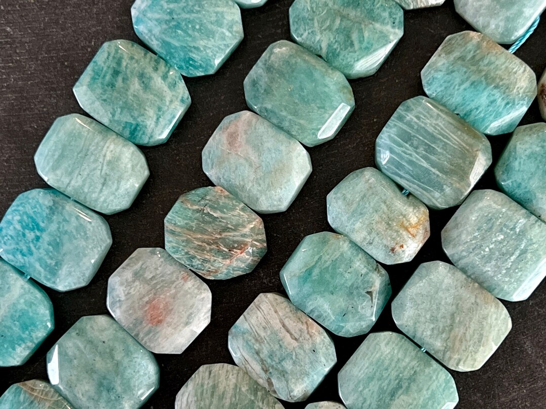 20mm Amazonite Focal Bead Luxe Gemstone Bead Aqua Blue Stone Bead ...