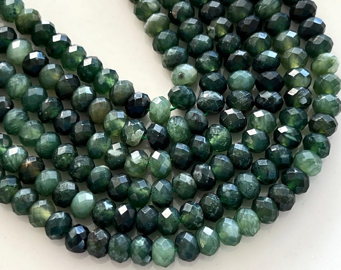 6mm Canadian Jade Nephrite Stone Beads 6x4mm Natural Untreated Forest ...