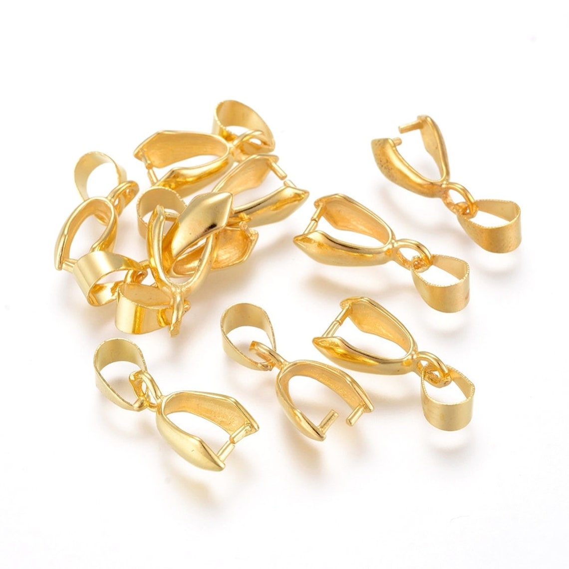 20mm Golden Pinch Bail, Bail Connector (1 Bail) Gold Tone Brass Bail ...