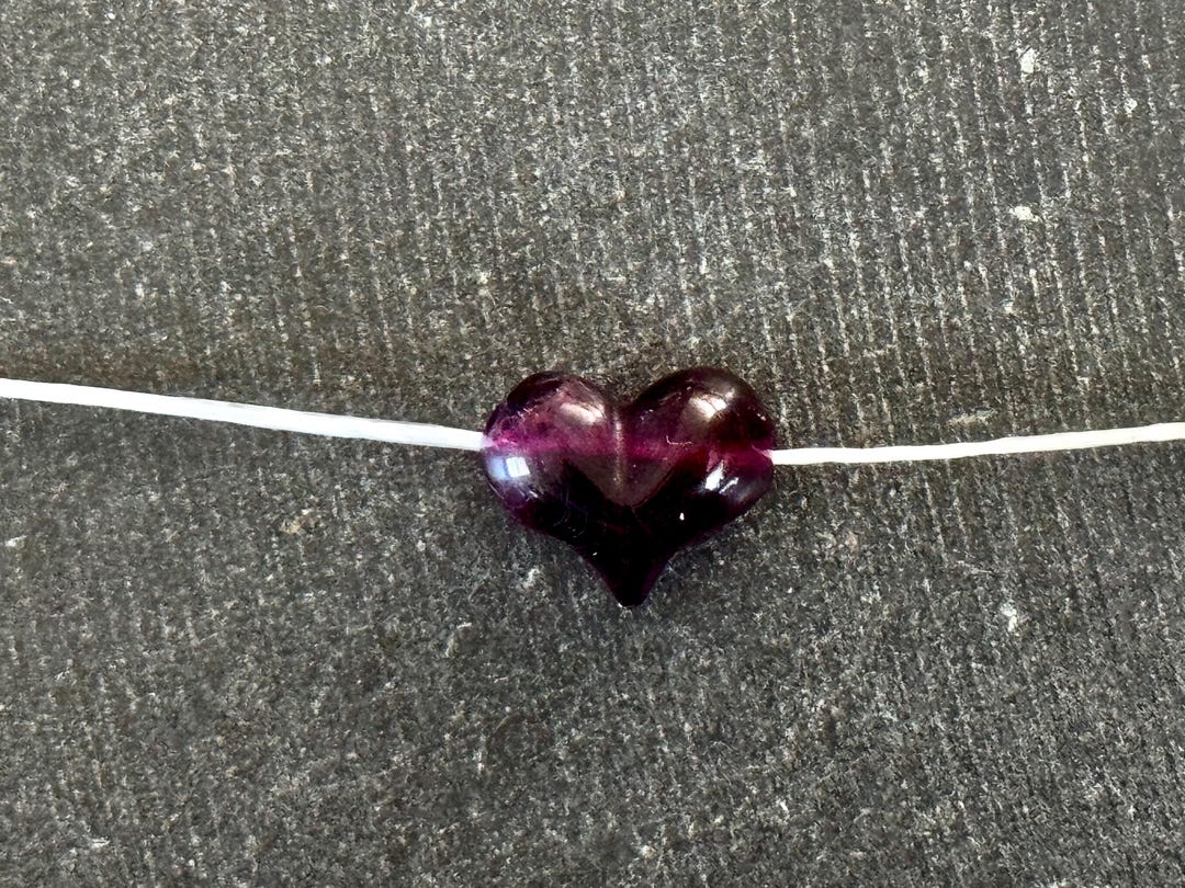 14mm Fluorite Heart Bead Purple Stone Bead (1 Bead) Purple Fluorite ...