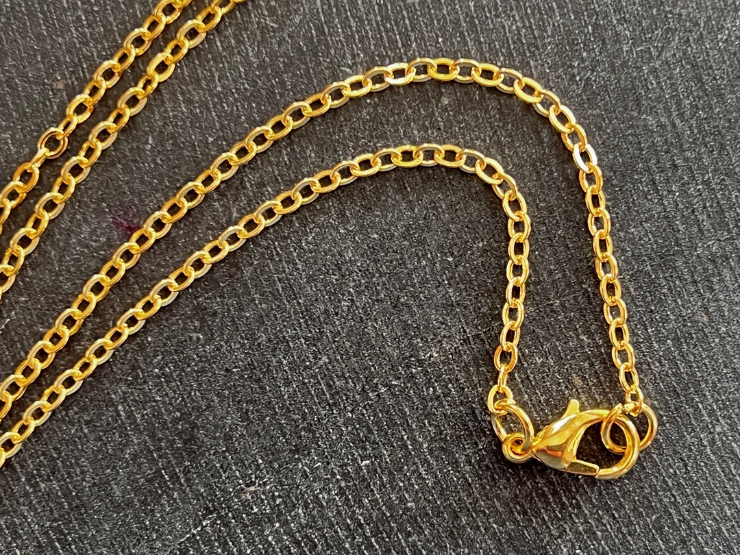 24" Gold Necklace Chain Golden Necklace Cable Chain 24 Inches Chain ...