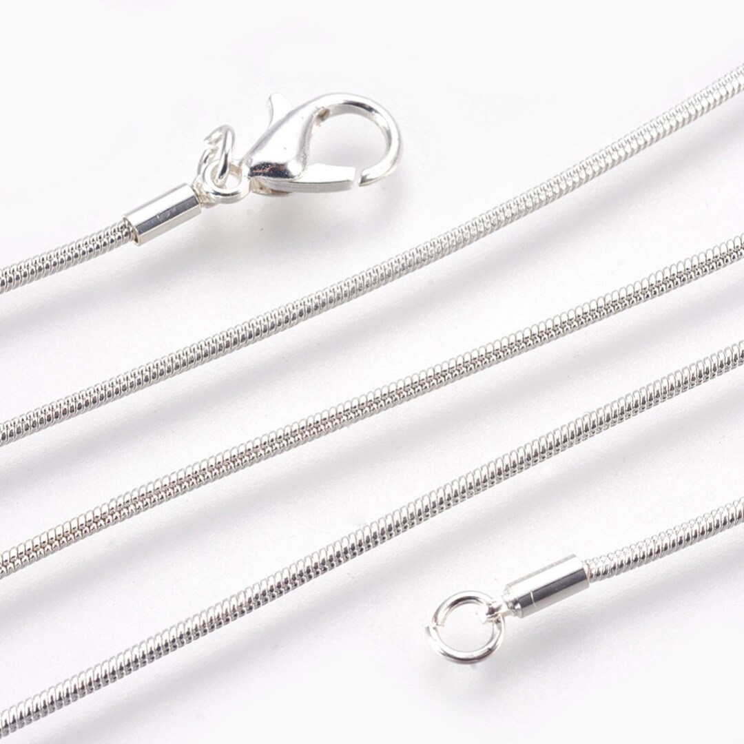 24.6" Silver Necklace Chain Brass Necklace Snake Chain 1mm Chain for ...