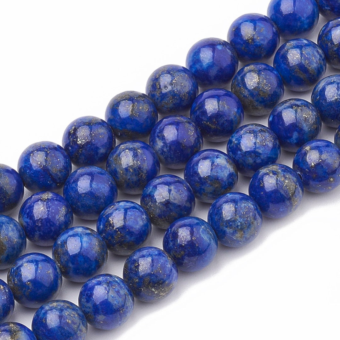 8mm, Lapis Lazuli Beads, Untreated Blue Gemstone Beads, Lapis (8 Beads ...