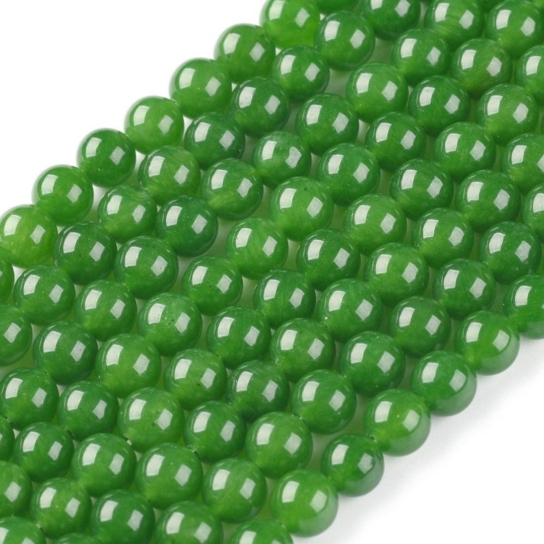 8mm Green Jade Gemstone Beads (10 Beads) Smooth Round Stone Beads ...