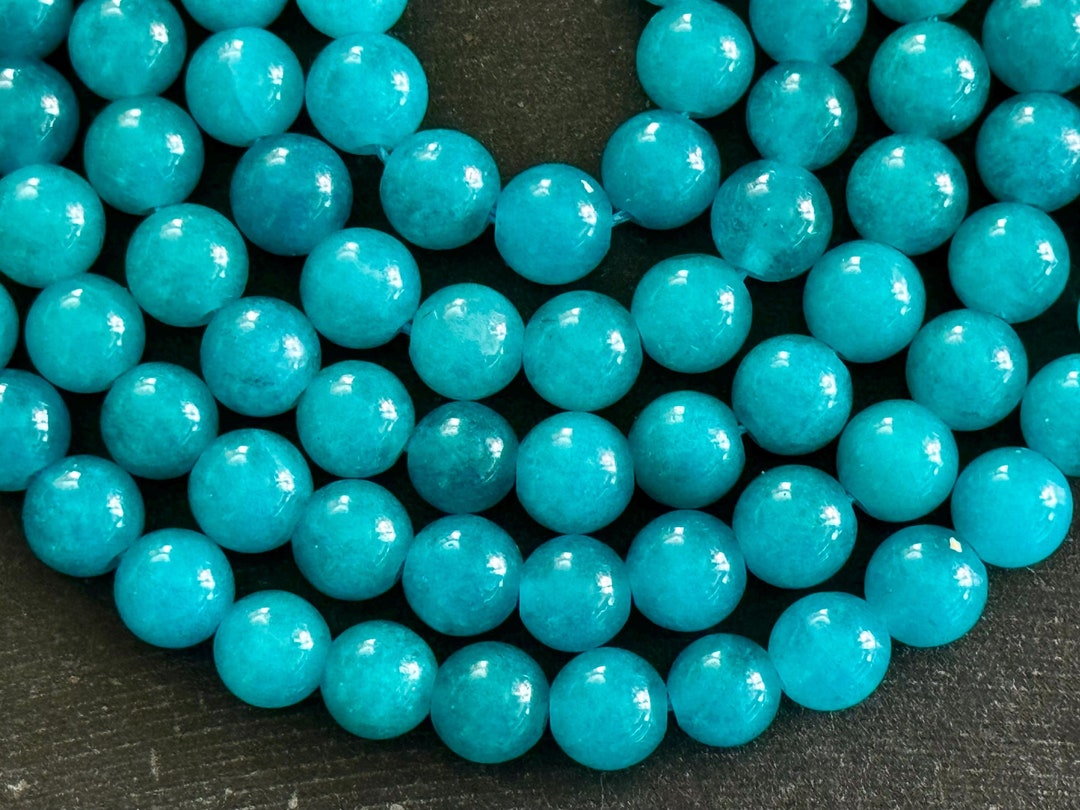 8mm Blue Quartz Beads Natural Gemstone Dyed (10 Beads) Turquoise Teal ...