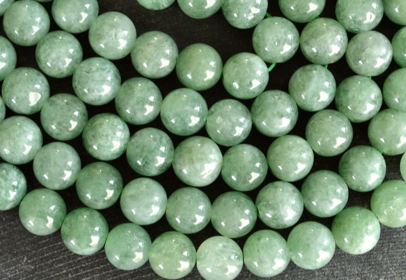 8mm Natural Burmese Jade Stone Beads, Light Green Dyed Jade Gemstone (9 ...