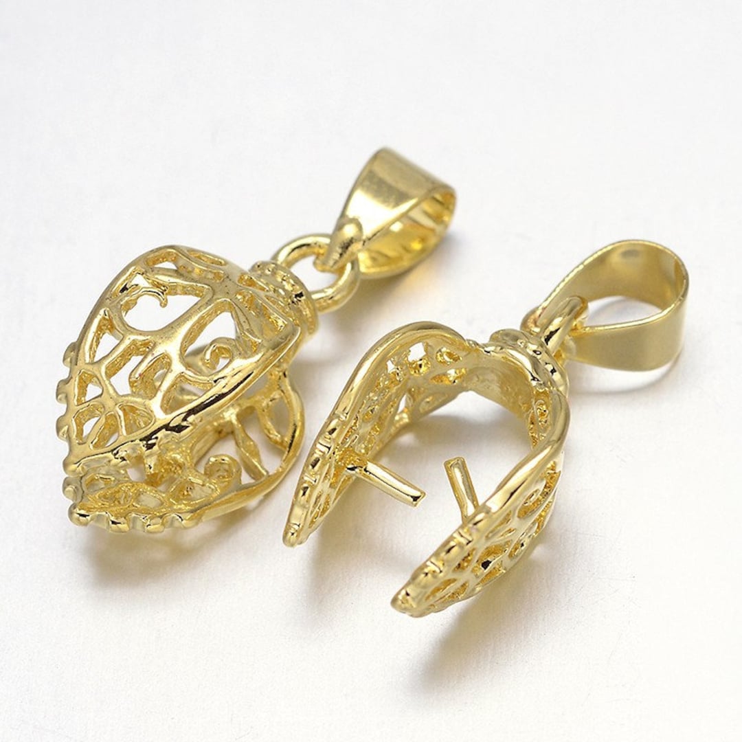 24mm Golden Pinch Bail, Bail Connector (1 Bail) Gold Tone Finding ...