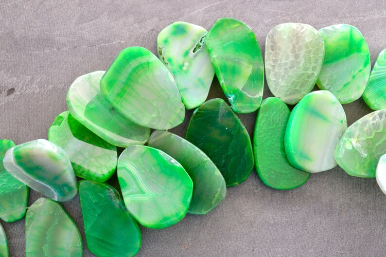 Large Green Agate Stone Beads Agate Slice 30-45x18-30mm - Etsy