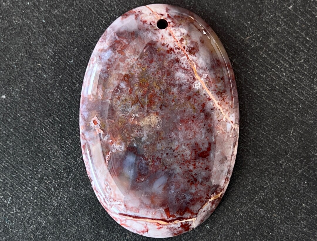 48mm Indian Agate Dendritic Agate Pendant Agate Lavender, Rusty Red ...
