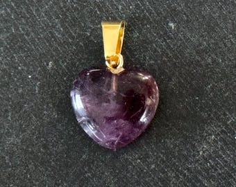15mm Lepidolite Heart Purple Heart Stone Pendant 15x15x8mm Natural ...