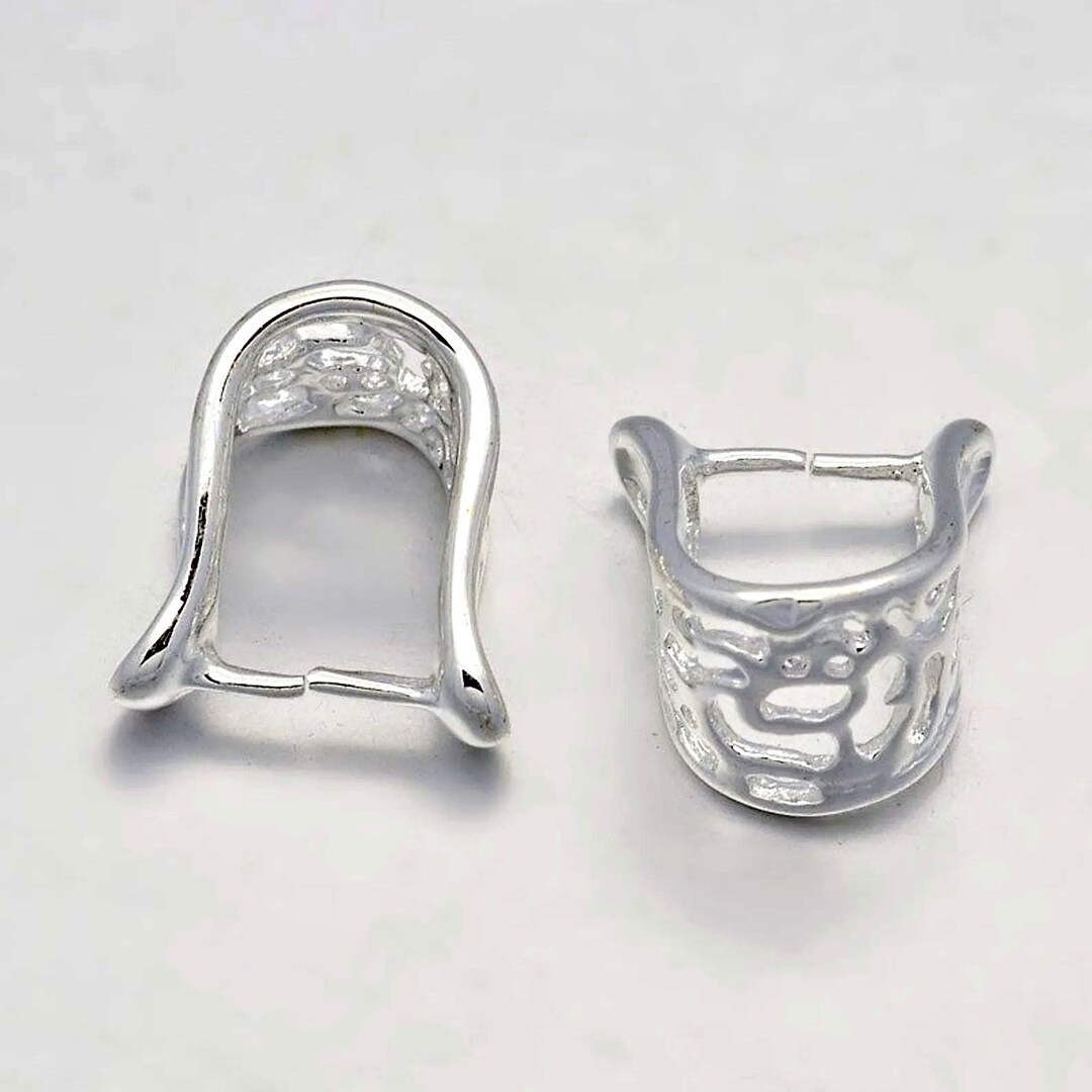 13mm Silver Pinch Bail Connector (1 Bail) Filigree 13x12x9mm Fold Over ...