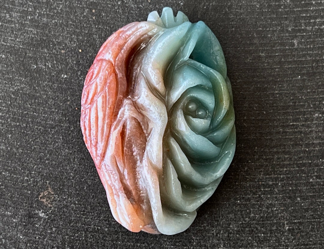 42mm Carved Amazonite Bird Flower Pendant Hand Carved Natural Amazonite ...