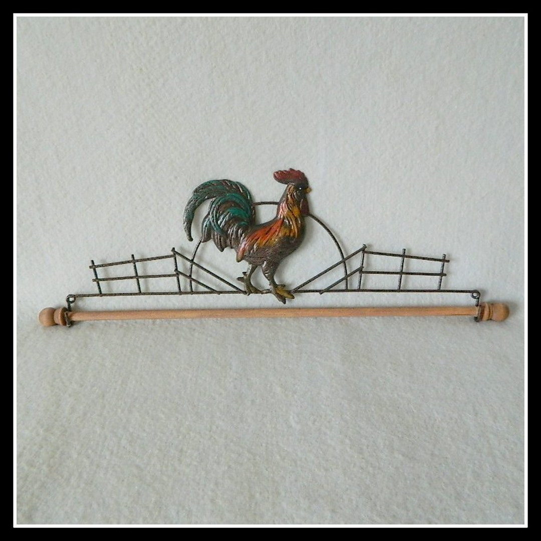 Rooster Quilt Hanger ~ Dark Copper Wire, Hand Painted Stamped Tin or ...