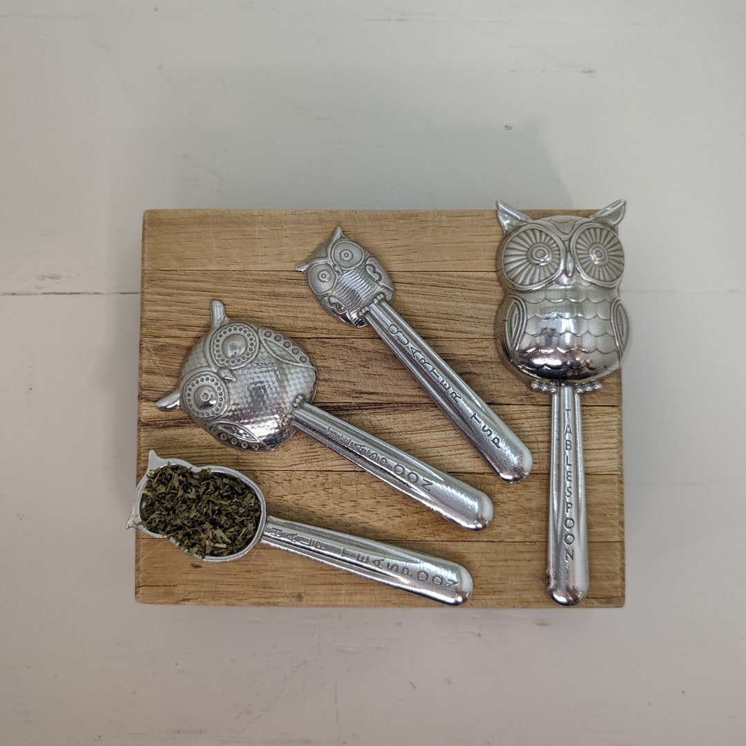 Owl Measuring Spoons Pewter Tablespoon, Teaspoon, Half Teaspoon ...