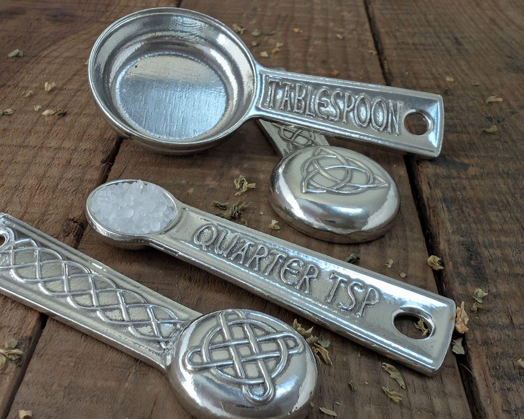 Celtic Knot Pewter Measuring Spoons: Handcrafted Kitchen Set - Etsy