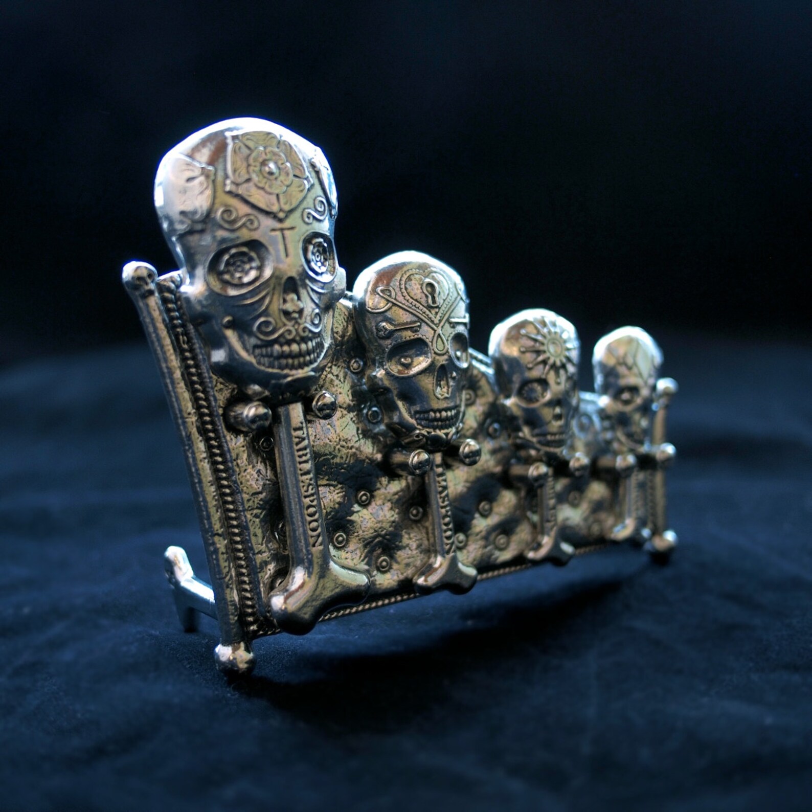 Sugar Skull Measuring Spoons With Stand Skull and Bone Spoons, Cast in ...