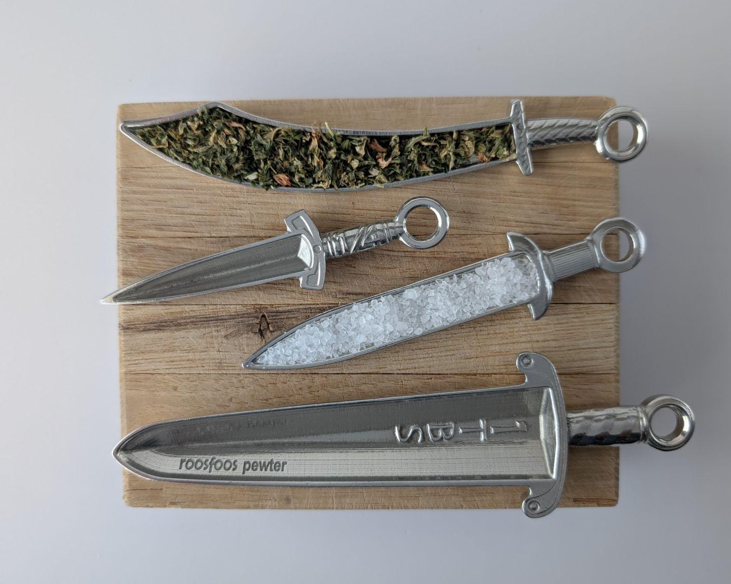 Pewter Sword Measuring Spoon Set With Oak Display Stand - Etsy