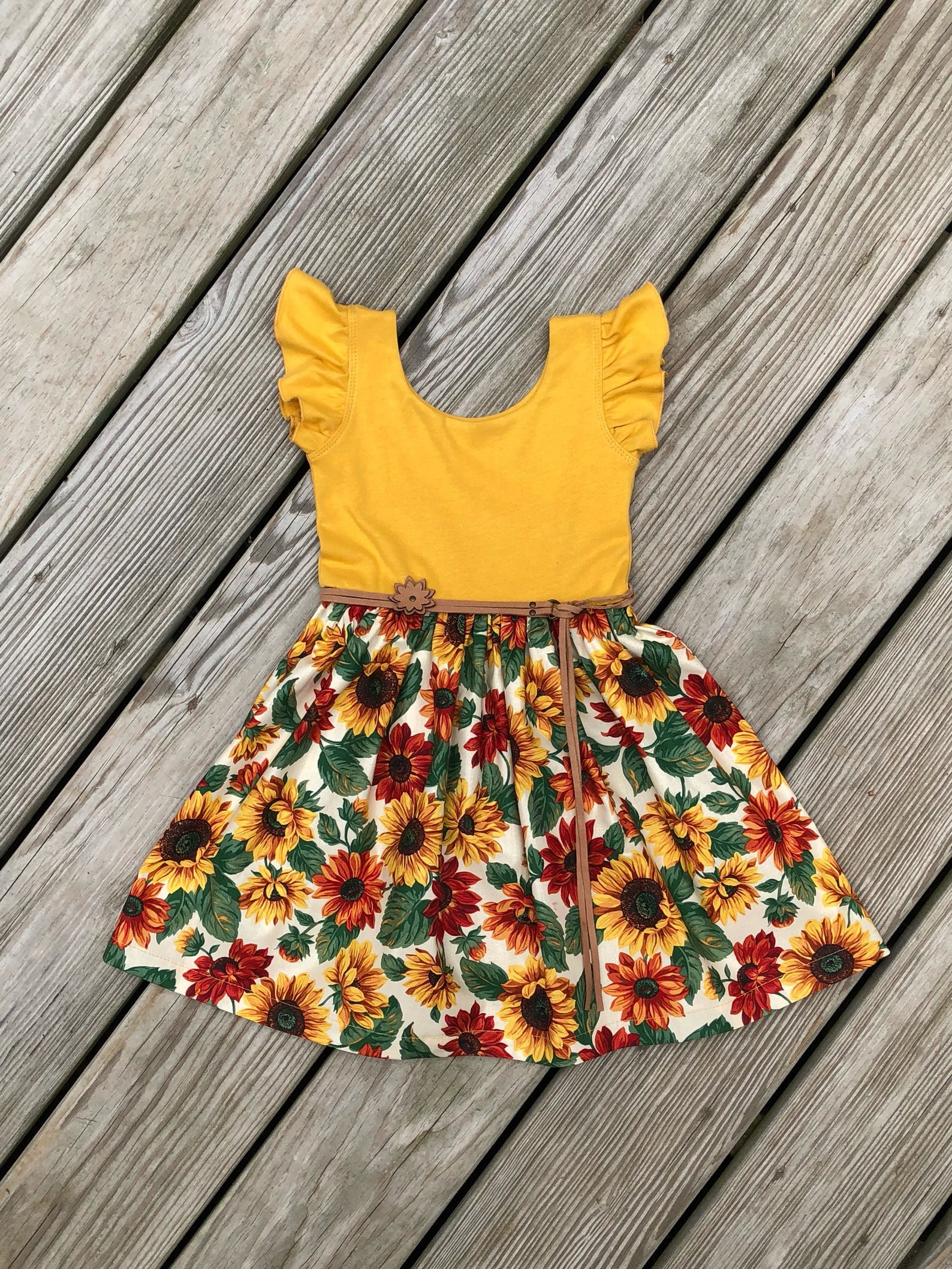 Girls Birthday Sunflower Dress / Girls Sunflower Outfits / - Etsy