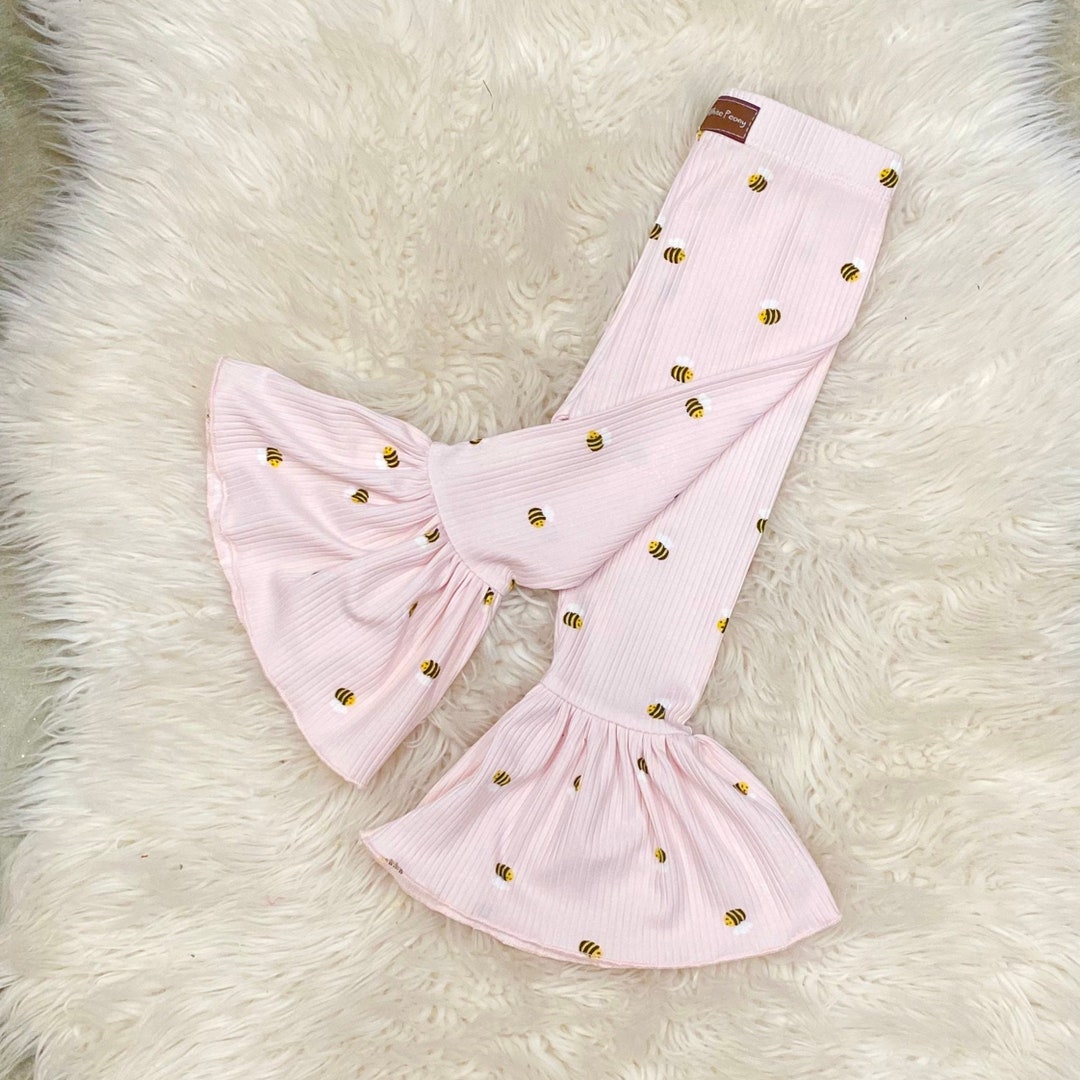 Yellow Bee Baby Girl Belle Pants Matching Bow Set, Newborn Bumblebee ...