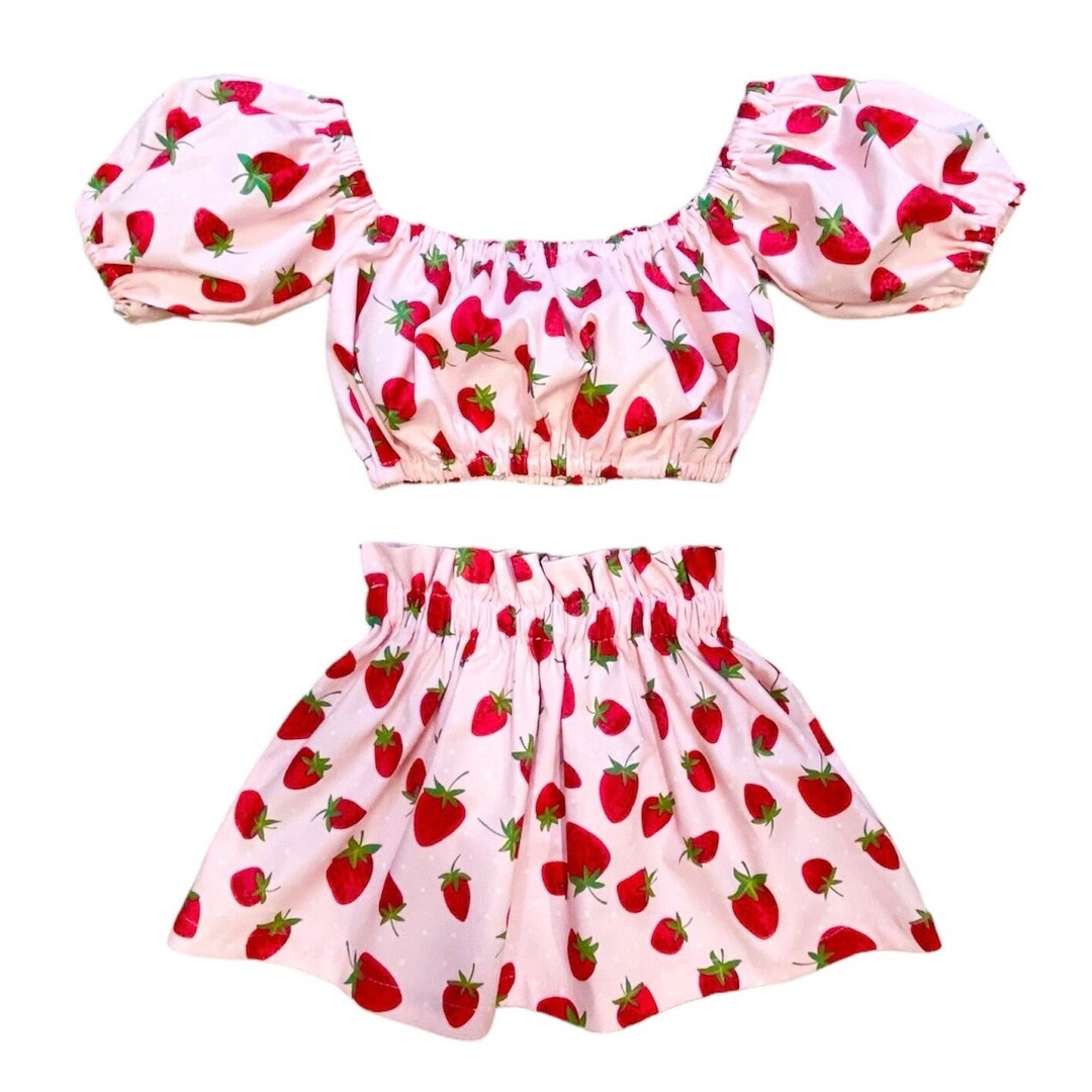 One Berry Sweet Birthday Outfit, Birthday Red Strawberries Crop Top ...